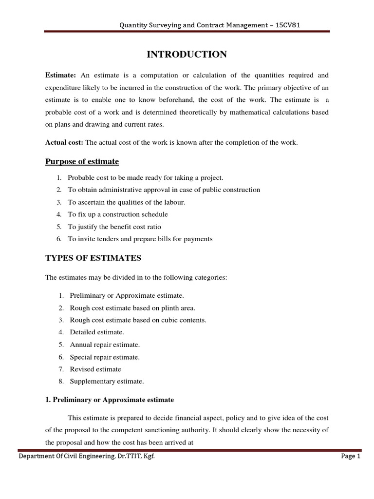 Quantity Surveying and Contract Management Notes | PDF | Length ...
