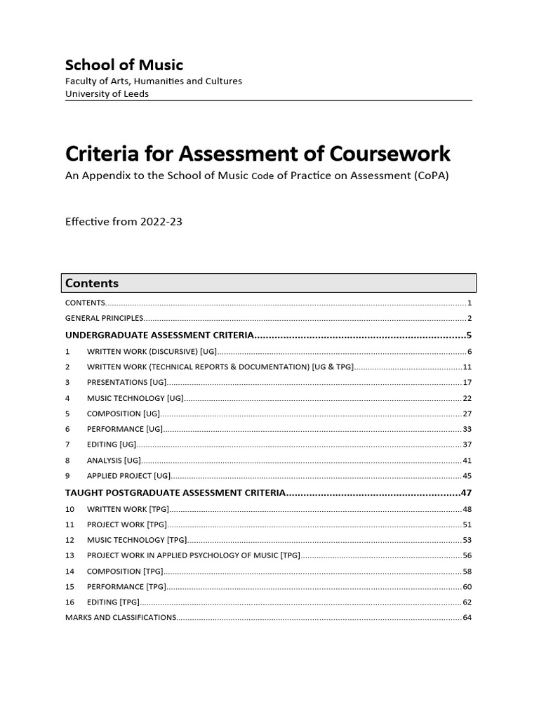 Music Assessment Criteria 2022 | PDF | Argument | Critical Thinking
