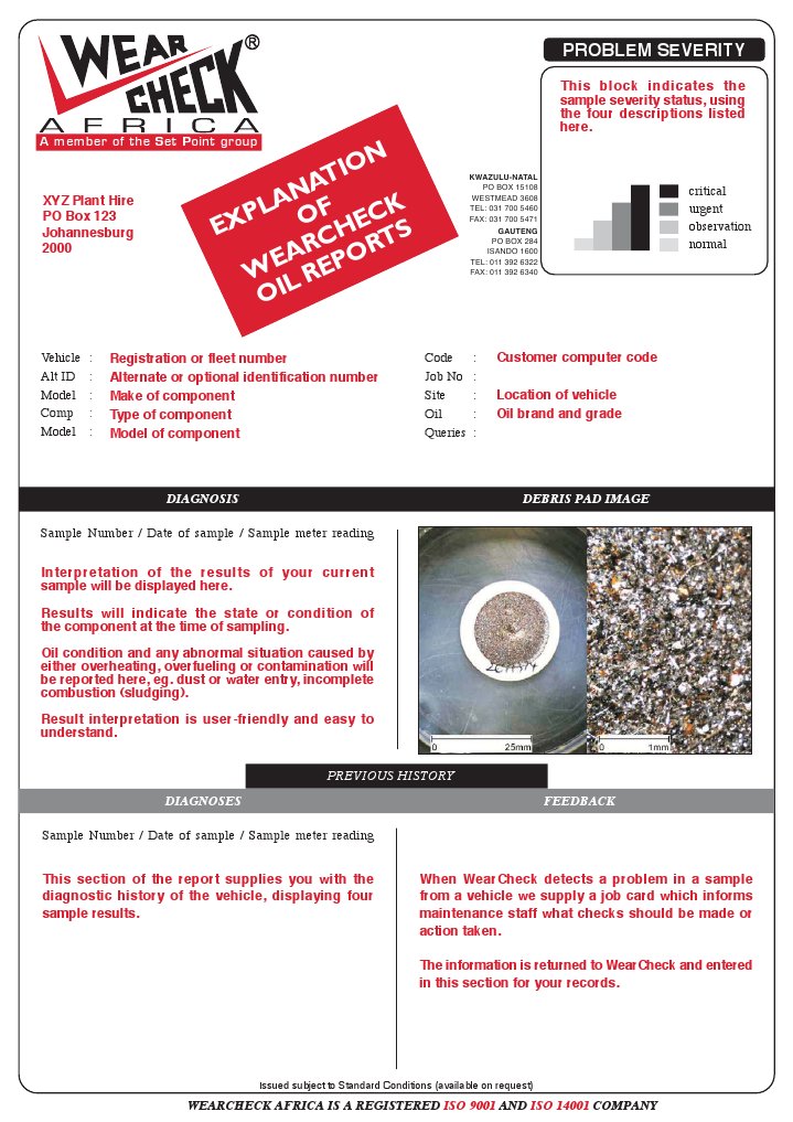 Wearcheck Oil Analysis Report | PDF | Bearing (Mechanical) | Lubricant