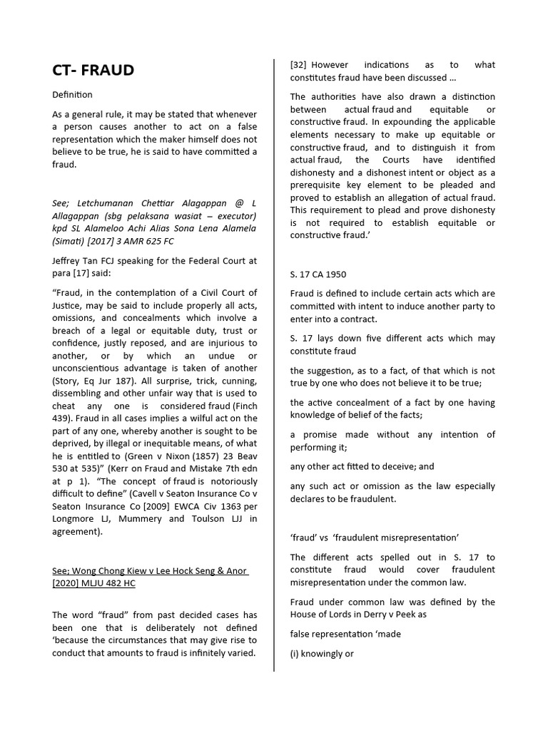 Contract - Fraud | PDF | Damages | Misrepresentation