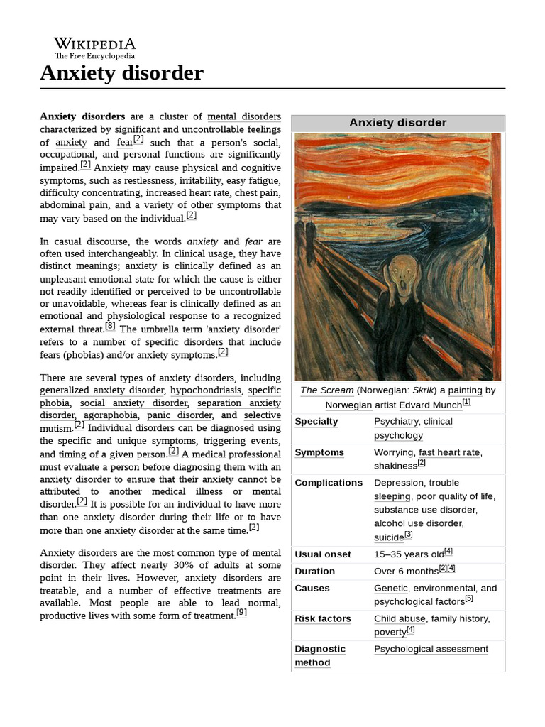 Anxiety Disorder | PDF