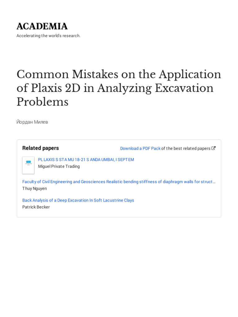 Common Plaxis 2D Mistakes in Excavation | PDF | Strength Of Materials ...