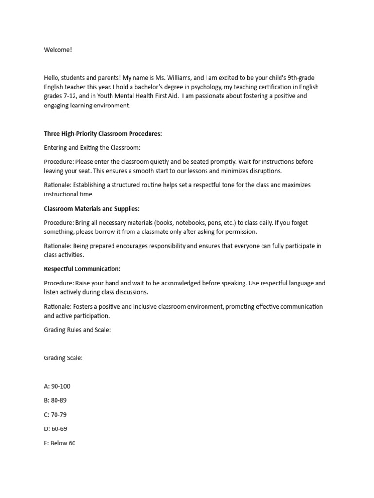 Welcoming Letter | PDF