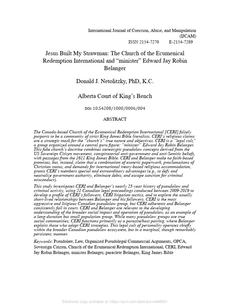 Donald J. Netolitzky - Jesus Built My Strawman The Church of The ...
