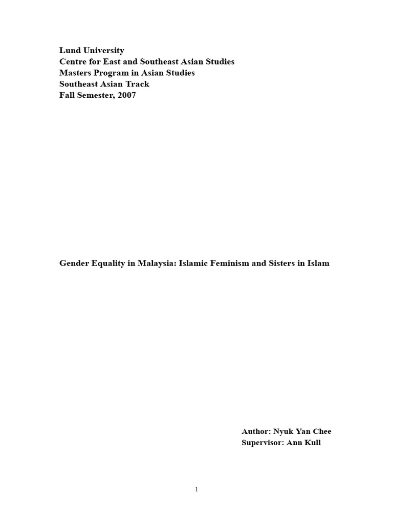 CHEE, Nyuk Yan (Gender Equality Malasya) | PDF | Quran | Islam