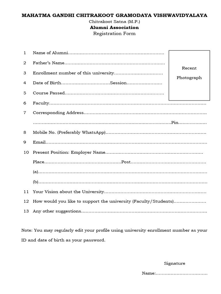 Alumni Registration Form Guidelines | PDF | Career & Growth | Sports ...