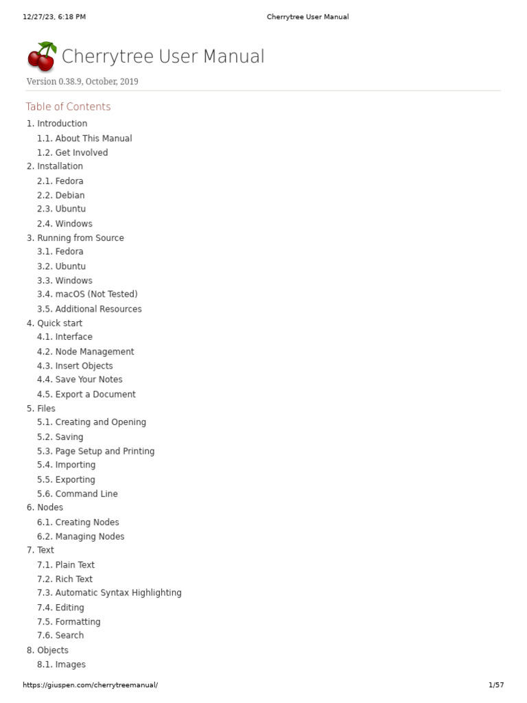 Cherrytree User Manual | PDF | Computer File | Installation (Computer Programs)