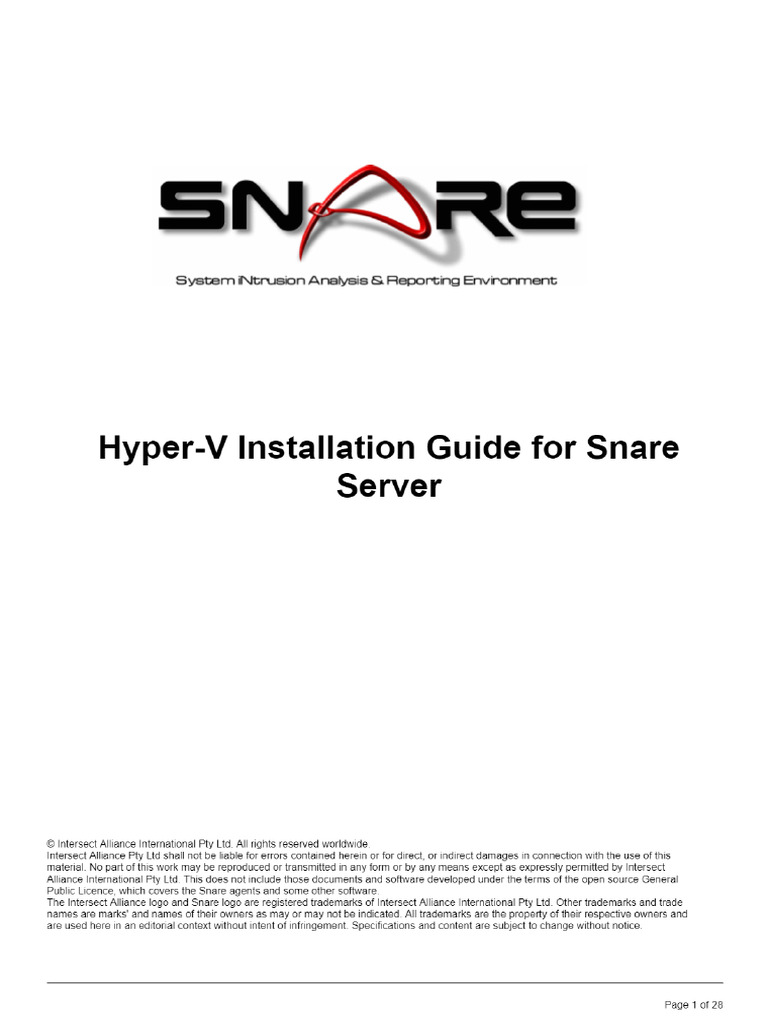 Hyper-V Installation Guide For Snare Server - PDF | PDF