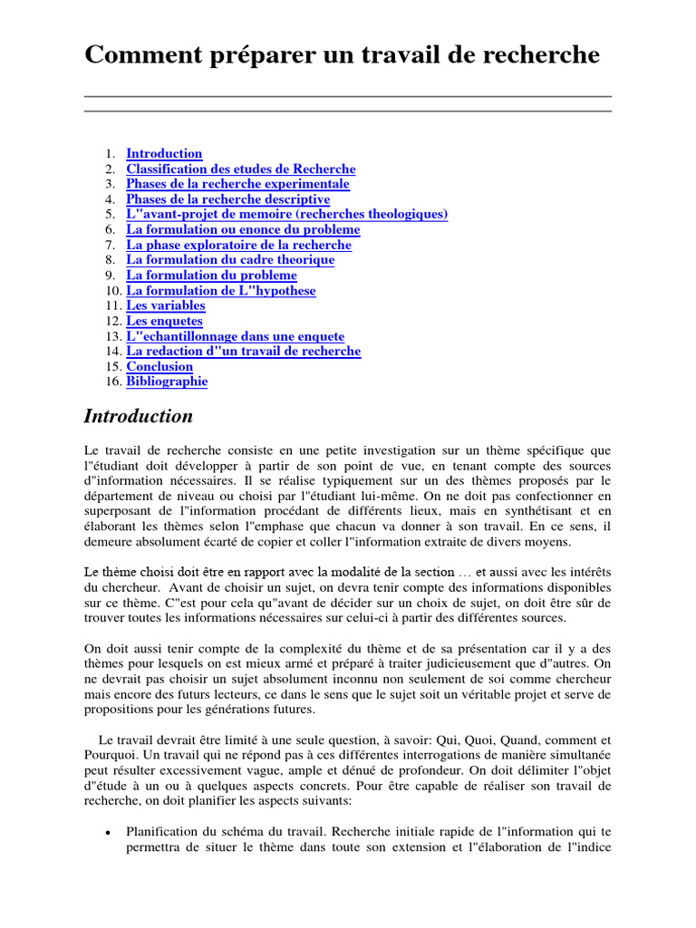 Comment Organiser Un Travail de Recherche | PDF
