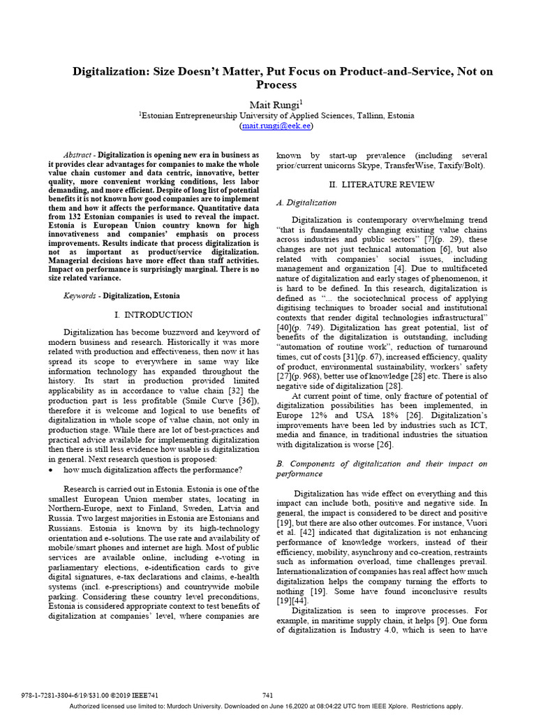 Digitalization Impact in Estonian Firms | PDF | Business