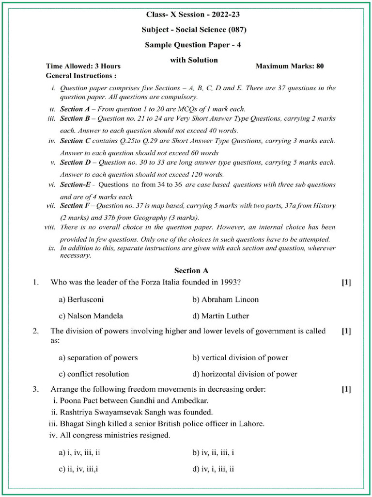 Social Science Set - 03 | PDF