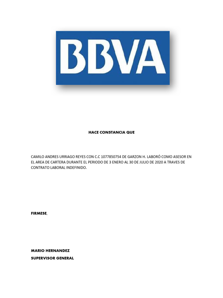 Certificado BBVA | PDF