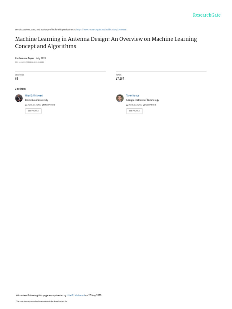 Machine Learning in Antenna Design | PDF | Machine Learning ...