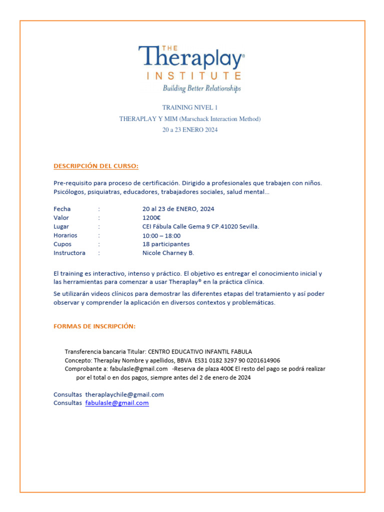 Formacion Theraplay | PDF