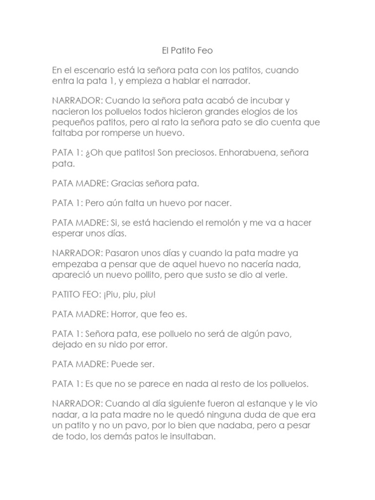 El Patito Feo: Un Viaje de Autoaceptación | PDF