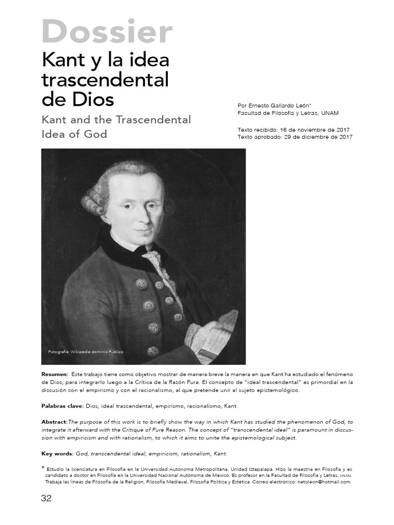 Kant y La Idea Trascendental de Dios | PDF | Immanuel Kant | Conocimiento