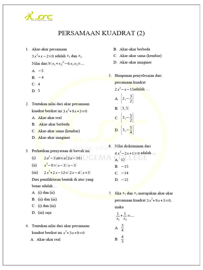 Persamaan Kuadrat 2 | PDF