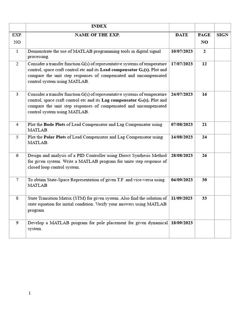 Csd Practical Mannual Pdf Control Theory Cybernetics