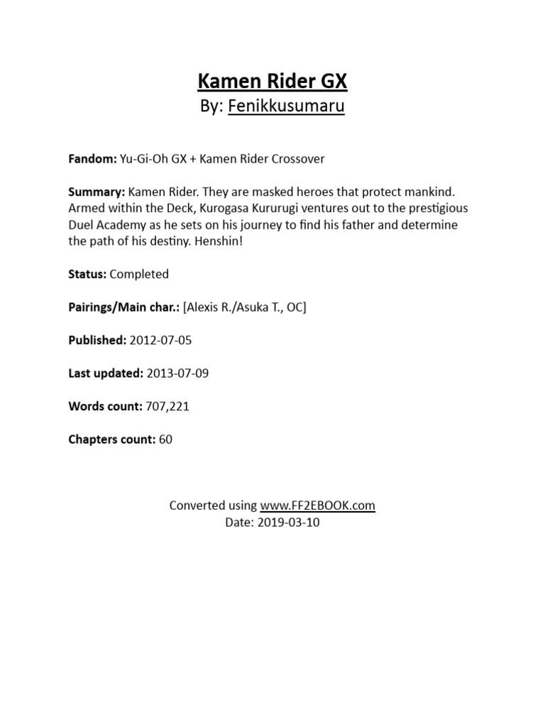 Kamen Rider GX - Fenikkusumaru | PDF