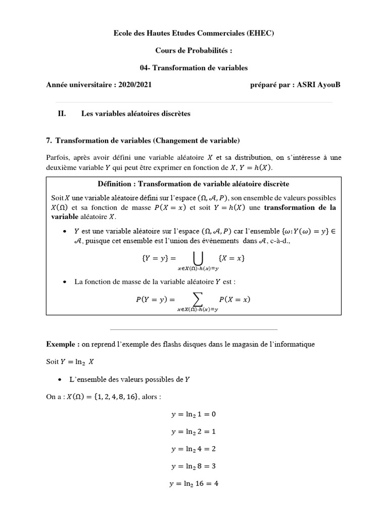04 - Transformation de Variables | PDF