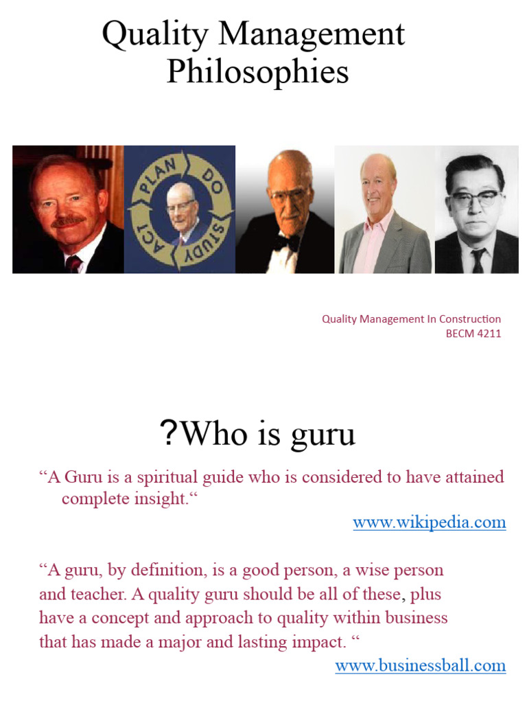Quality Management Philosophies Explained | PDF | Quality (Business ...