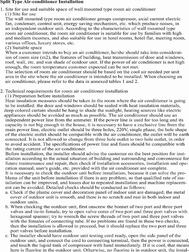 3.split Air Conditioner Installation Guide | PDF