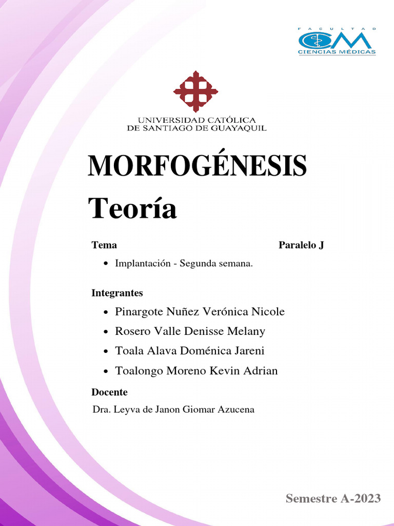 Morfogenesis Teoria - Segunda Semana. TAREA#5 | PDF | Embrión | Anatomía