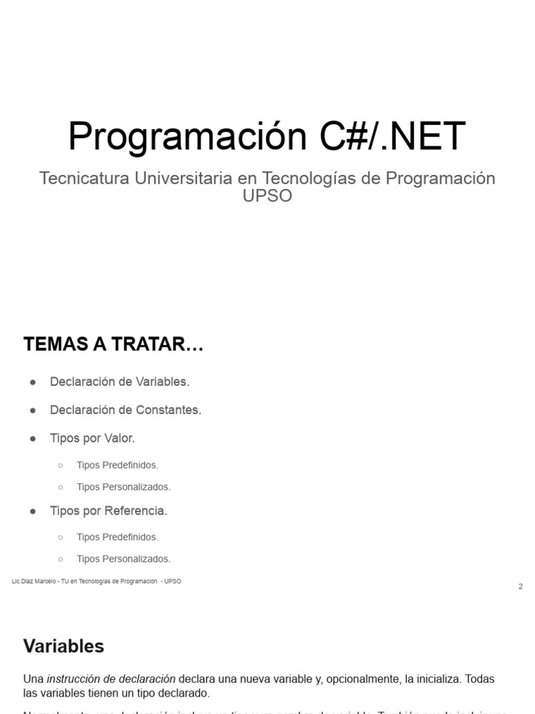 semana4 -Programación C#_.NET - TiposC# | PDF | C Sharp (lenguaje de programación) | Cadena ...