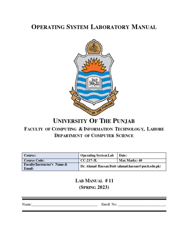 Operating System - Lab Manual # 11 | PDF | Thread (Computing) | Computing
