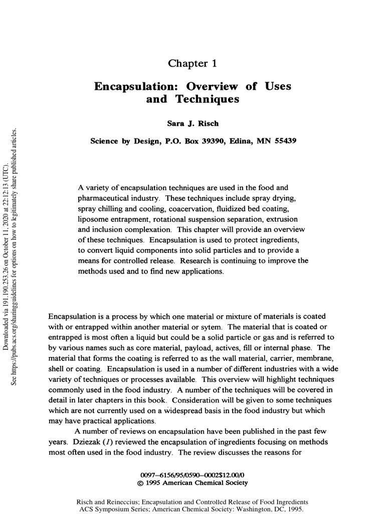 Encapsulation Techniques in Food Industry | PDF | Liposome | Applied ...