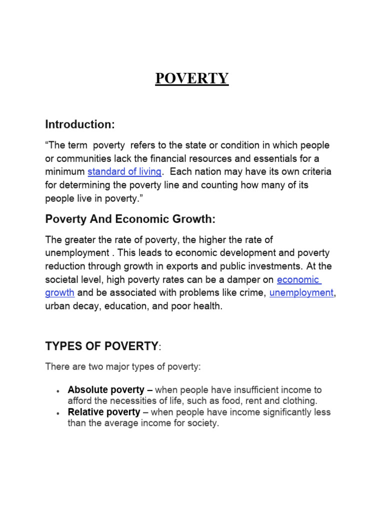 POVERTY | PDF | Cost Of Living | Poverty