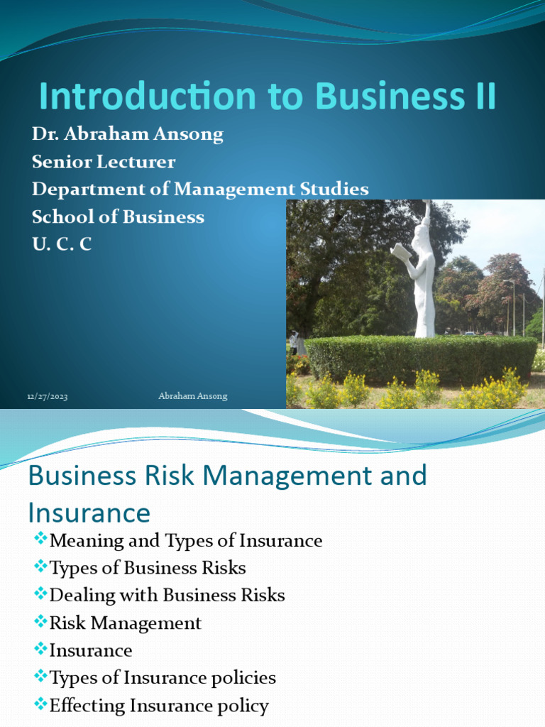 Lecture 4 Business Risks Management and Insurance | PDF | Insurance ...