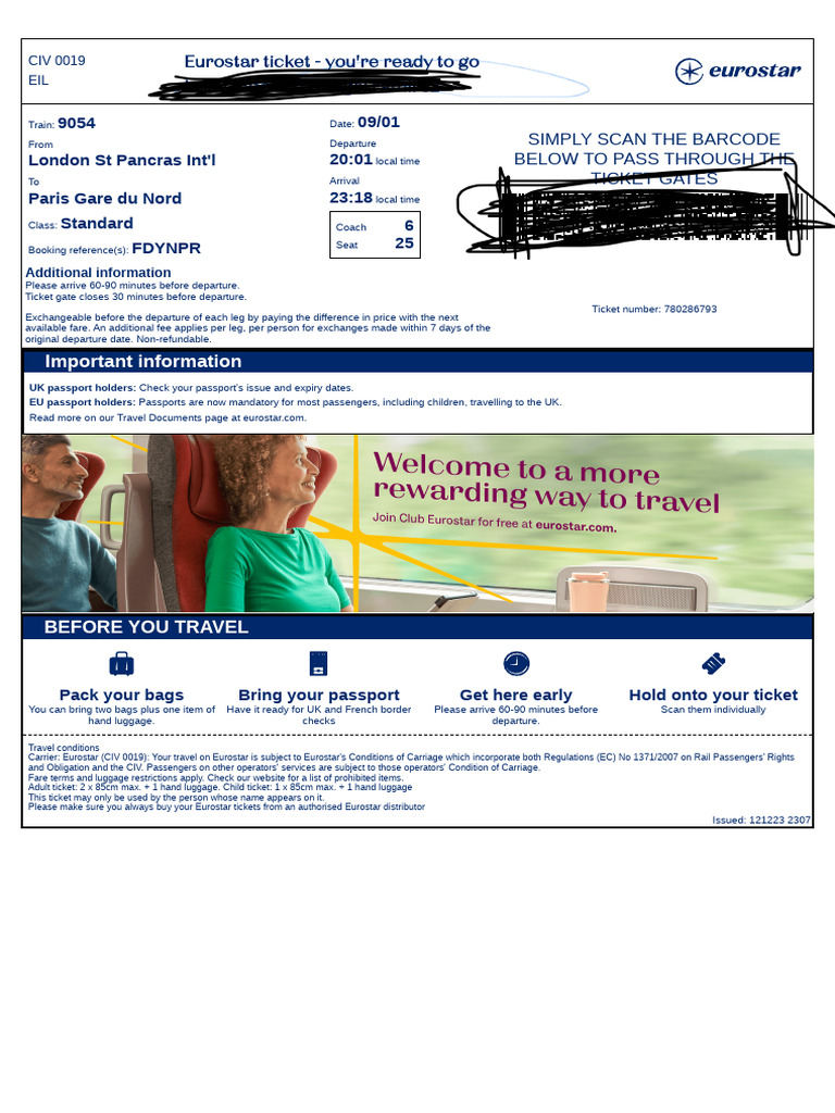 Important Information: Eurostar Ticket - You're Ready To Go Leidy ...