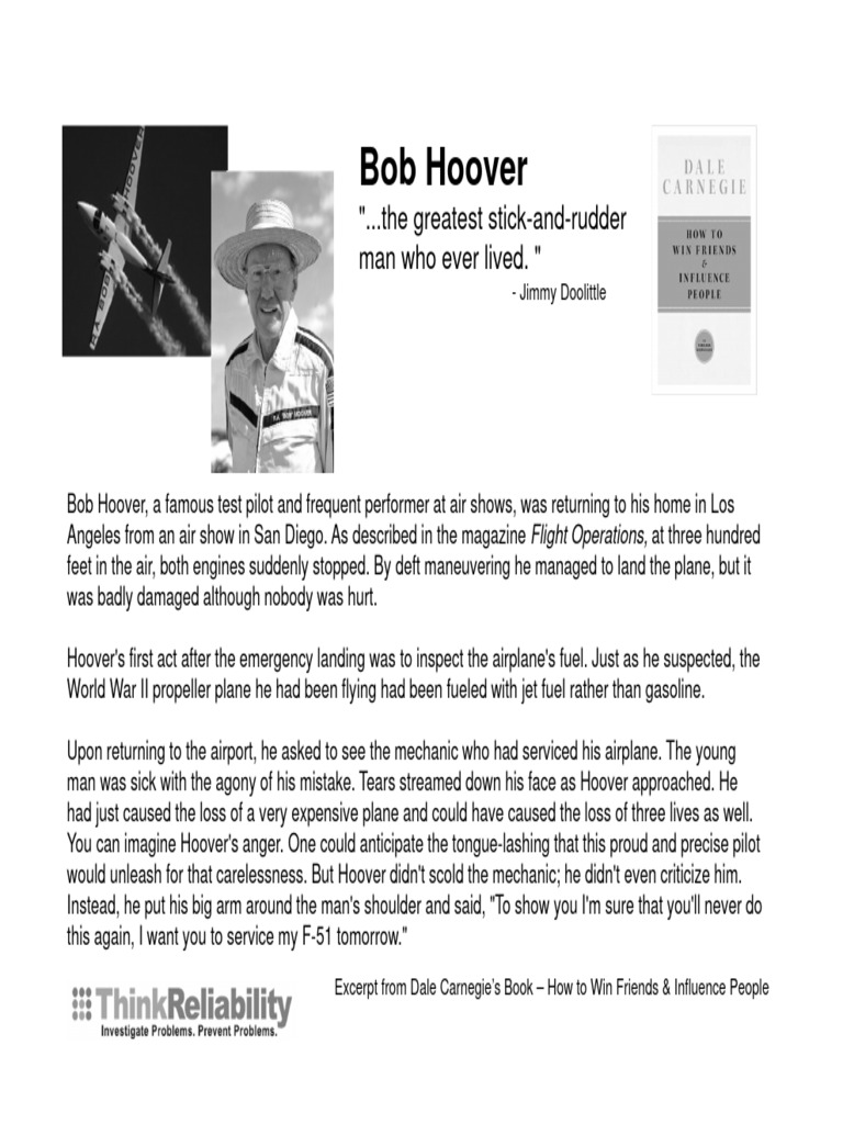 Bob Hoover Prevention Vs Blame ThinkReliability Example 2013 | PDF