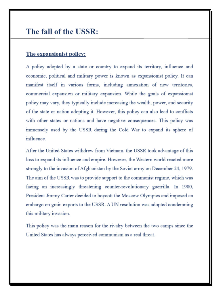 IB Perspective On The Fall of The USSR | PDF | Soviet Union | World ...