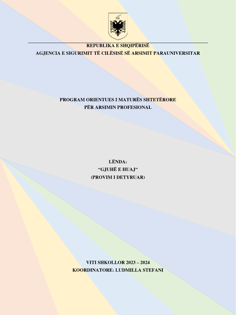 Gjuhe e Huaj PROFESIONALE 2023 2024 2 | PDF