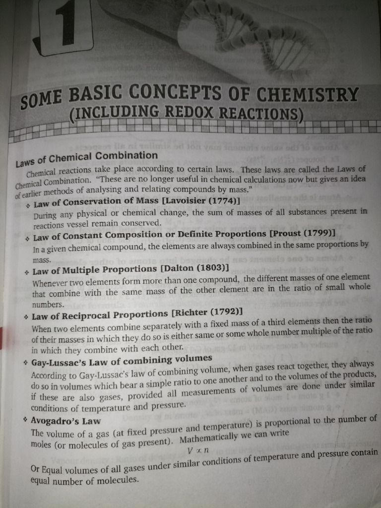 Physical Chemistry Notes Mole Concept | PDF