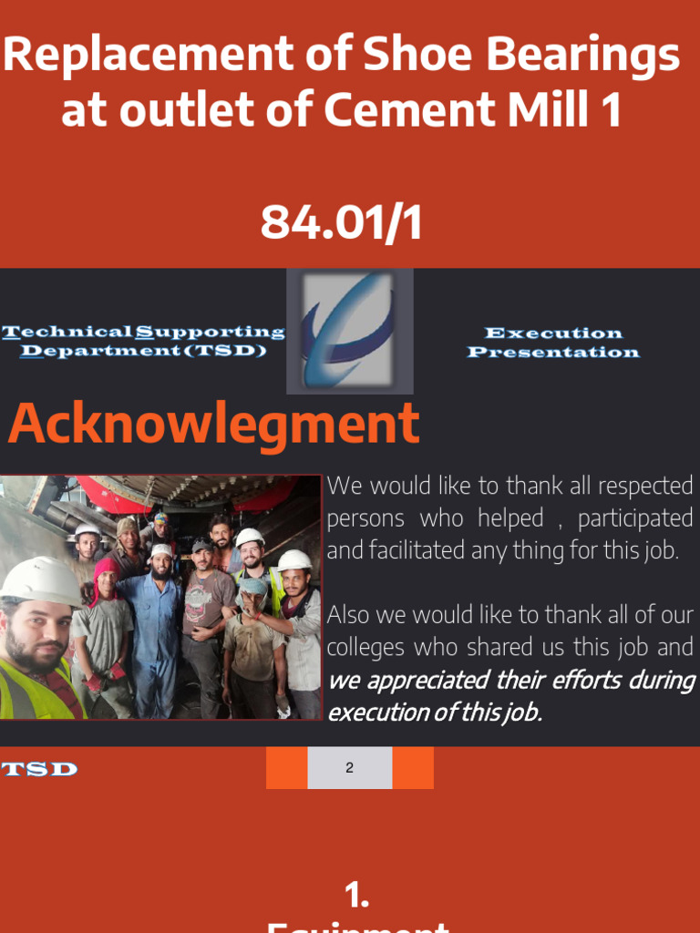 Replacement of Slide Shoe Bearings For Ball Cement Mill | PDF