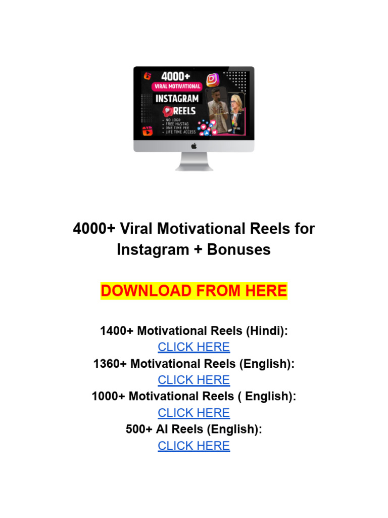 4000+ Viral Motivational Reels For Instagram + Bonuses | PDF | Career ...