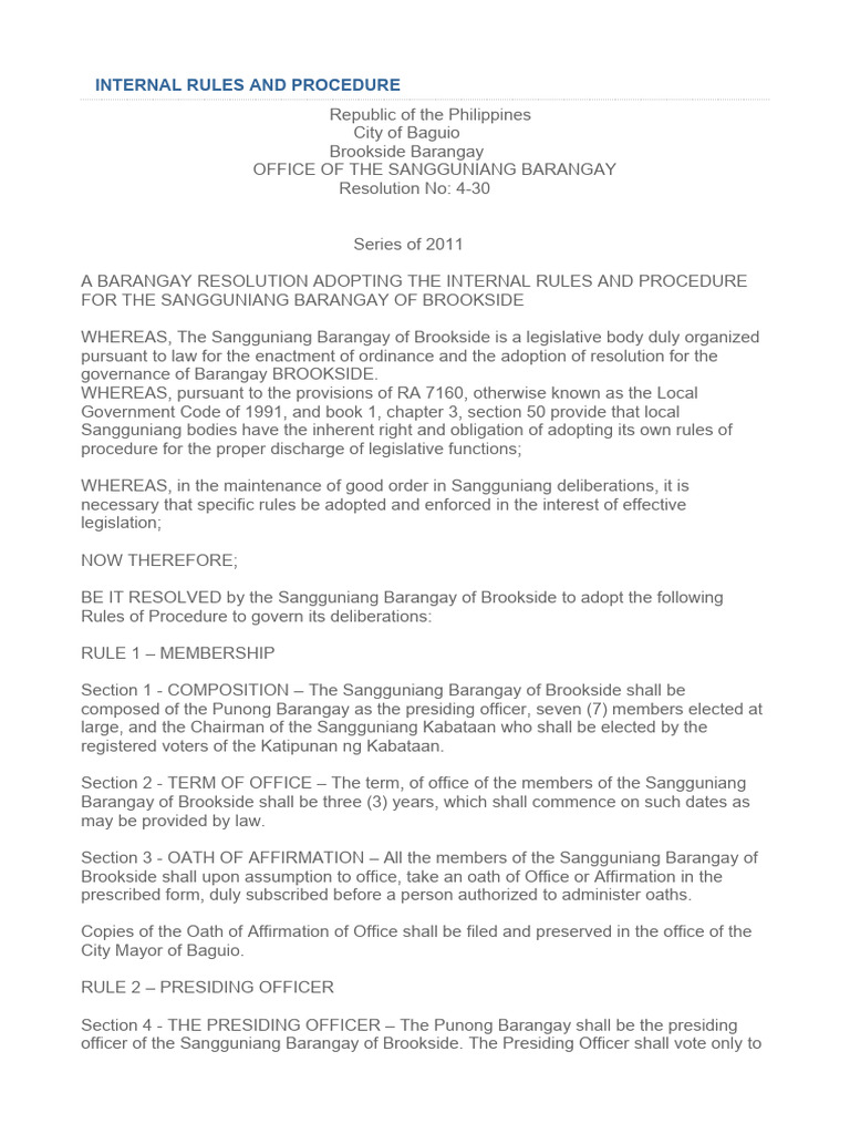 Internal Rules and Procedure | PDF | Law