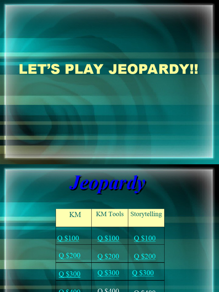 Jeopardy - Review of Day 1 | PDF | Storytelling | Knowledge Management