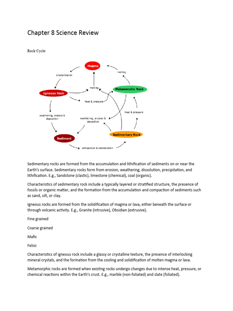 Chapter 8 Science Review (Pearson Science Y8 2ed | PDF | Rock (Geology ...