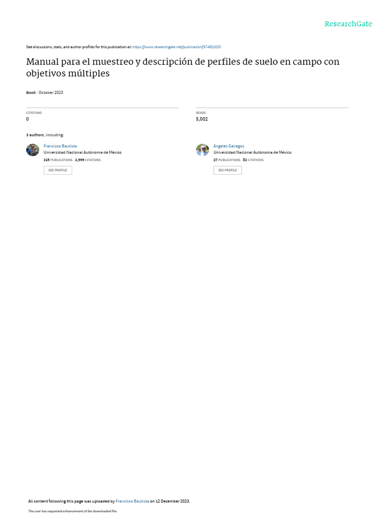 Manual para El Muestreo y Descripcion de Perfiles de Suelo en Campo Con Objetivos Multiples | PDF