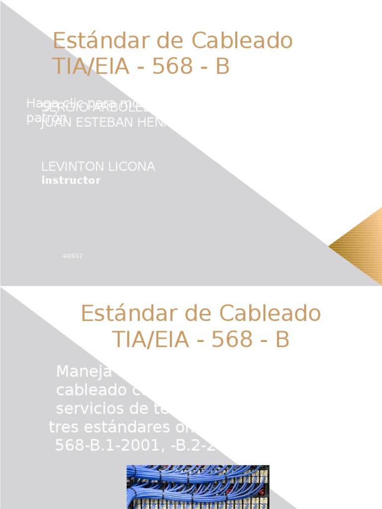 Estándar de Cableado TIA 568B | PDF | Ingeniería en telecomunicaciones ...