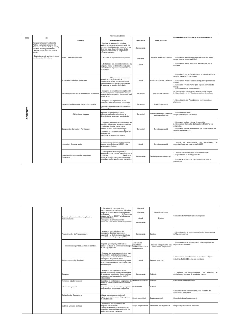 Roles y Responsabilidades SST | PDF Roles y Responsabilidades SST | PDF