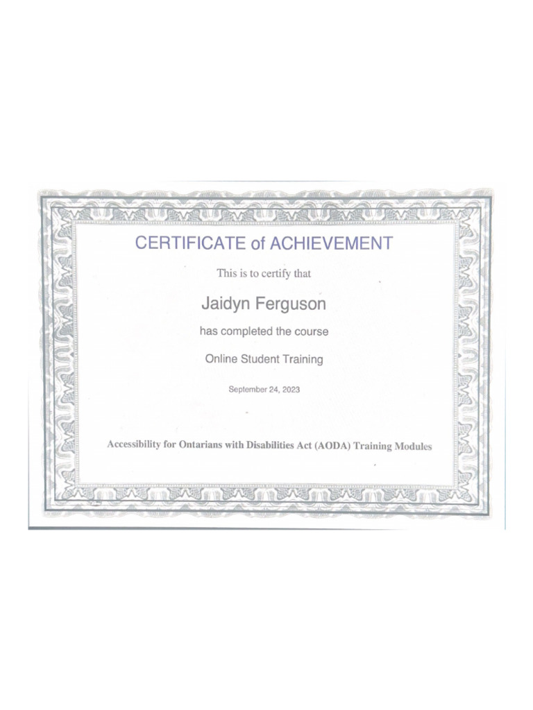 CERTIFICATE of ACHIEVEMENT | PDF