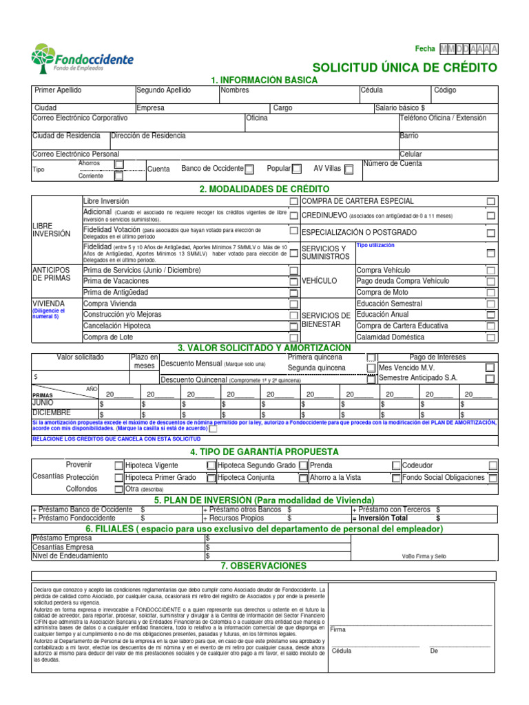 Solicitud de Crédito | Descargar gratis PDF | Bancos | Crédito