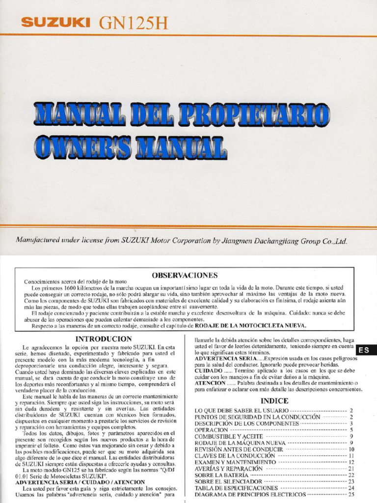 Suzuki gn125h Manual de Propietario - Compress | PDF