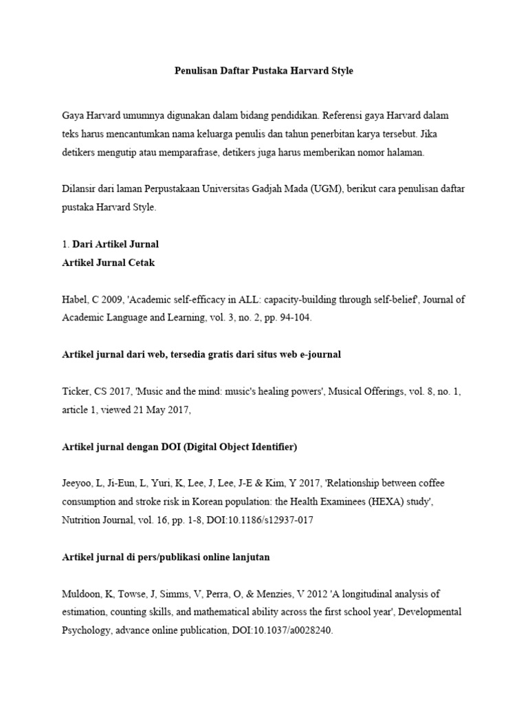 Aturan Penulisan Daftar Pustaka Harvard Style | PDF