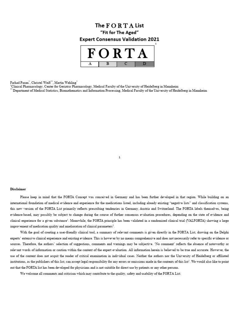 FORTA LIST Completa | PDF | Myocardial Infarction | Pharmacology